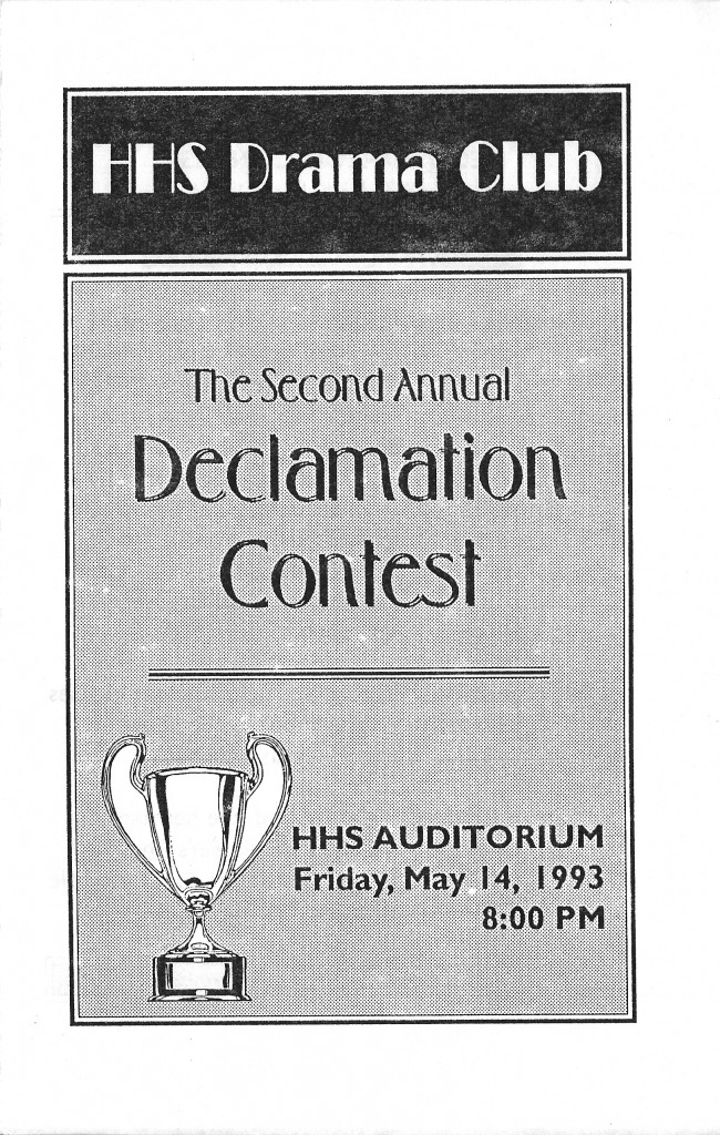 Second Annual Declamation Contest - Hightstown High School Drama Archive