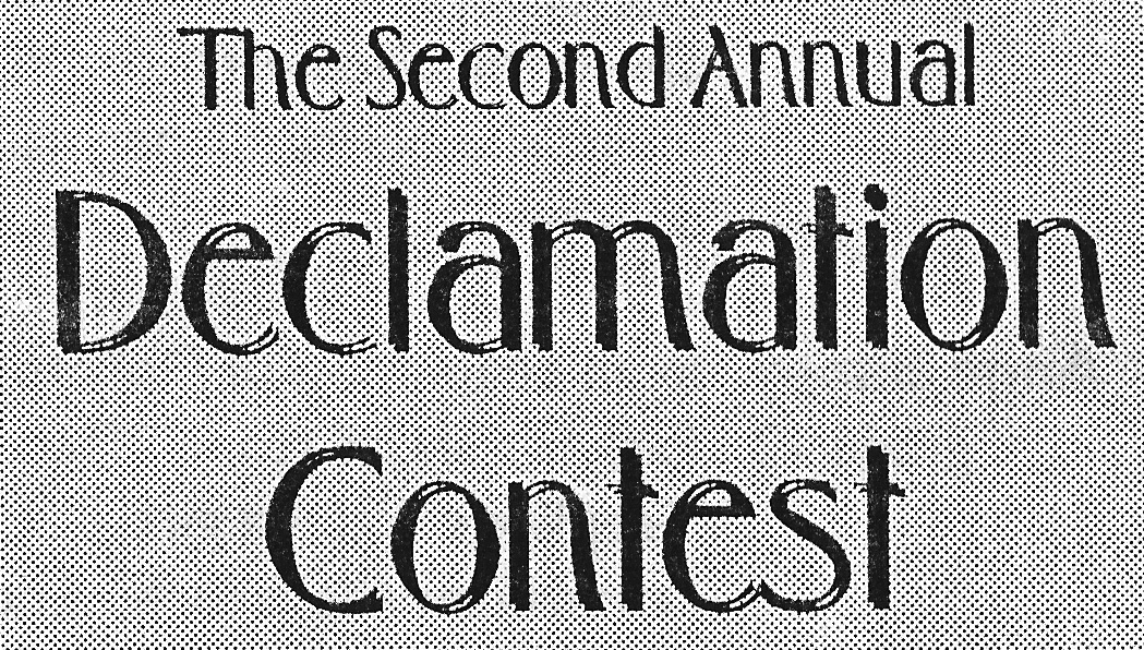 Second Annual Declamation Contest - Hightstown High School Drama Archive